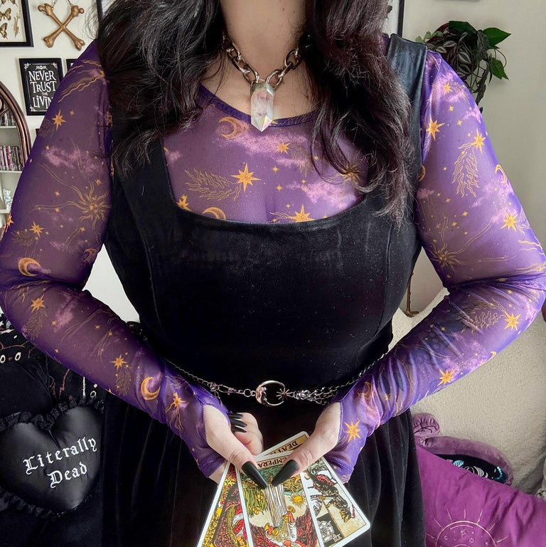 Celestial Mesh Top Purple & Gold | Alt Style | Snag Clothing – Snag EU