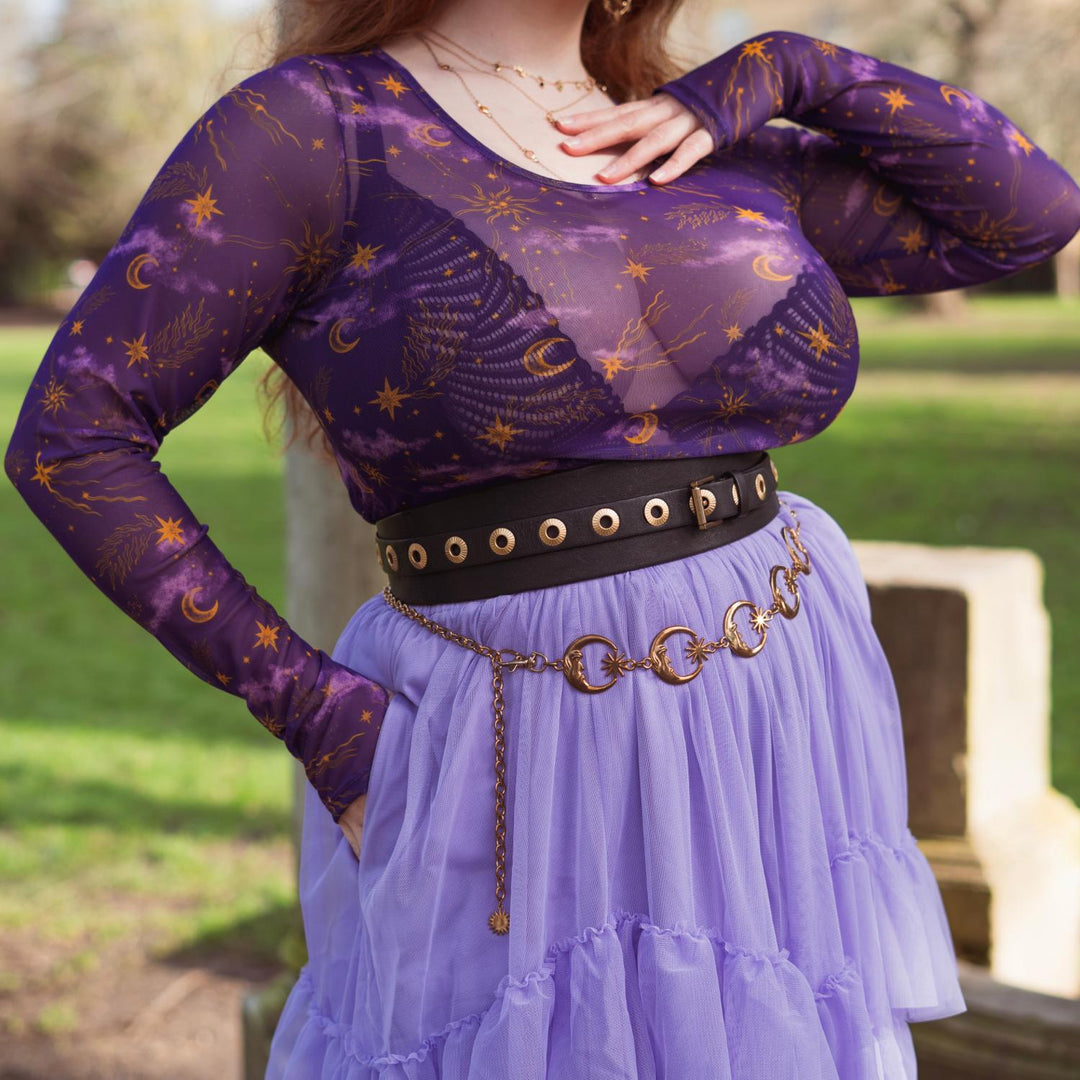 Celestial Mesh Top Purple & Gold | Alt Style | Snag Clothing – Snag EU