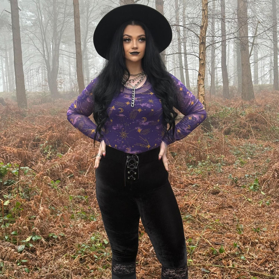 Celestial Mesh Top Purple & Gold | Alt Style | Snag Clothing – Snag EU